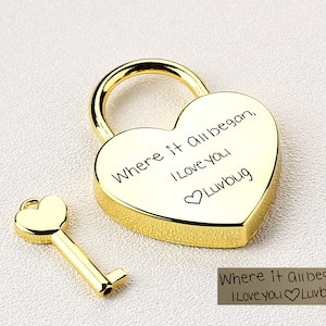 Heart Love Lock With Key, Personalized Lock for Love, Love Padlocks ...
