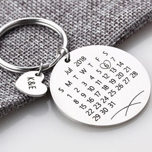 Personalized Calendar Keychain Handstamped Keychain Date Highlighted ...