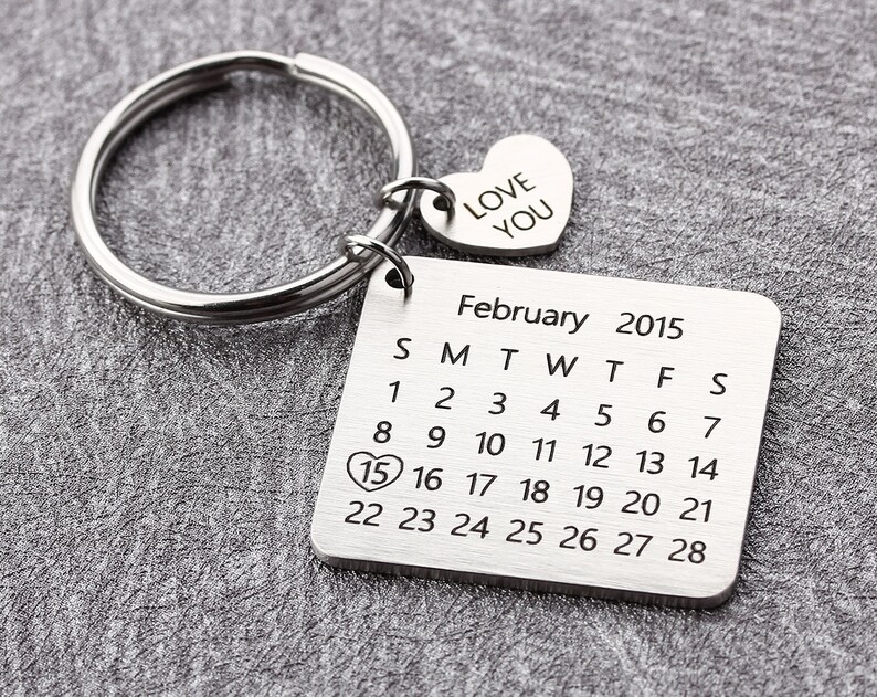Personalized Calendar Keychain Hand Stamped Calendar | Etsy
