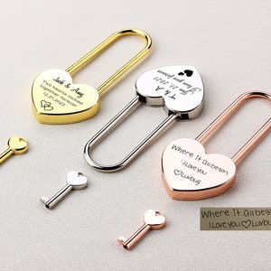 Personalized Gold Love Lock, Rose Gold Heart Shape Love Lock, Custom ...