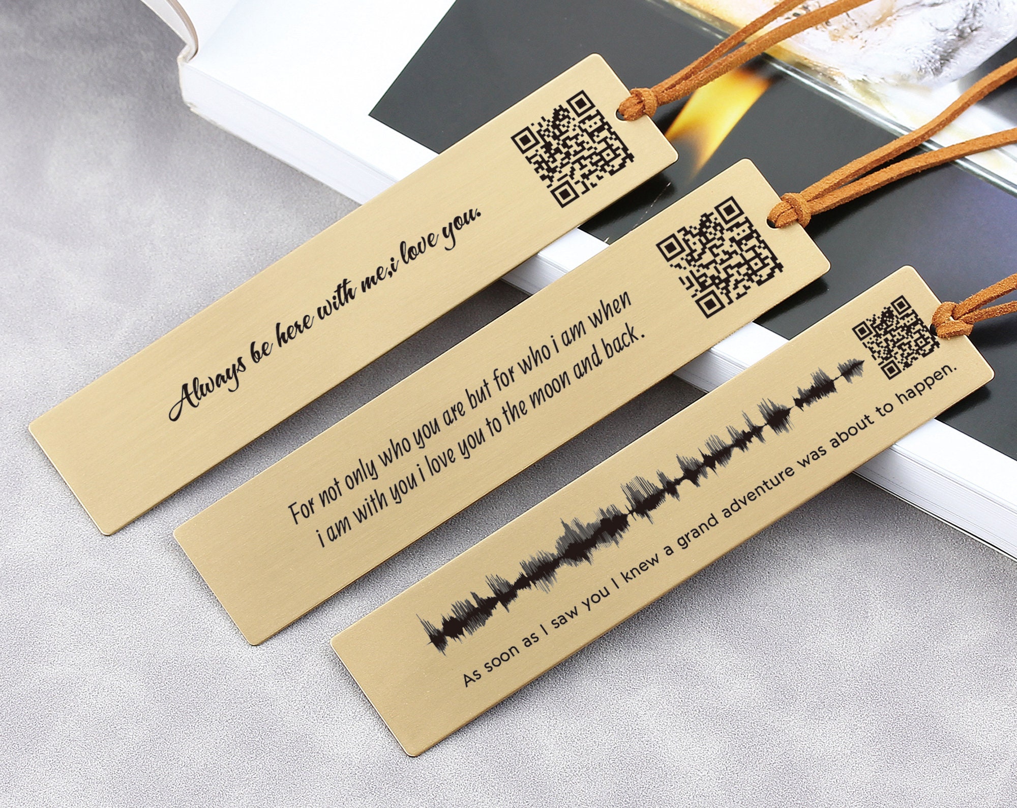Personalized QR Code Bookmark, Custom Code Bookmark, Engraved Music ...