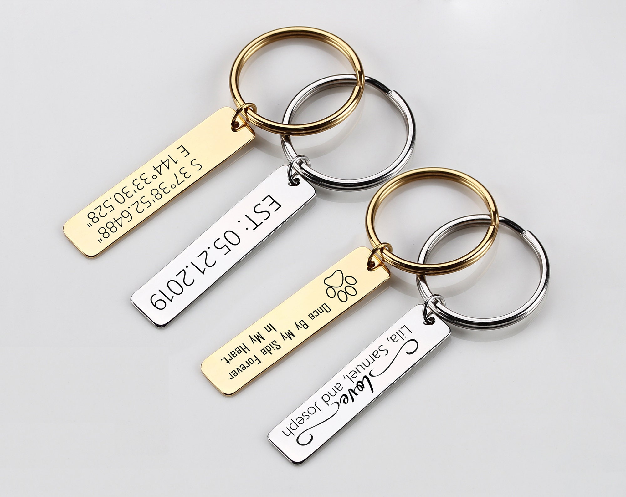 Personalized Coordinates Keychain, Personalized Keyring, Gift for Him ...