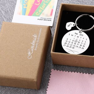 Personalized Calendar Keychain Handstamped Keychain Date Highlighted ...
