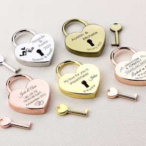 Personalized Handwriting Love Lock, Gold Engraving Heart Padlock ...