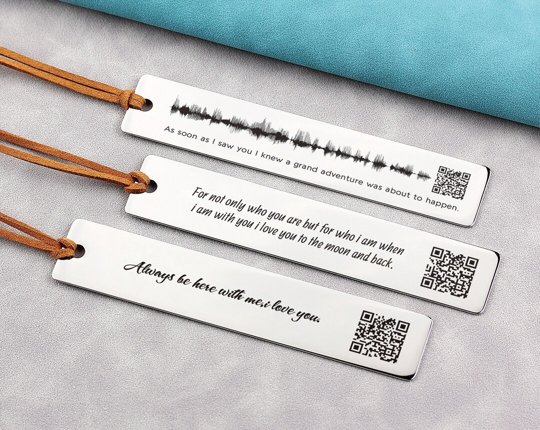 Personalized QR Code Bookmark, Plays Music With Scan, Sound Wave, Engraved Voice Recording Gif ...
