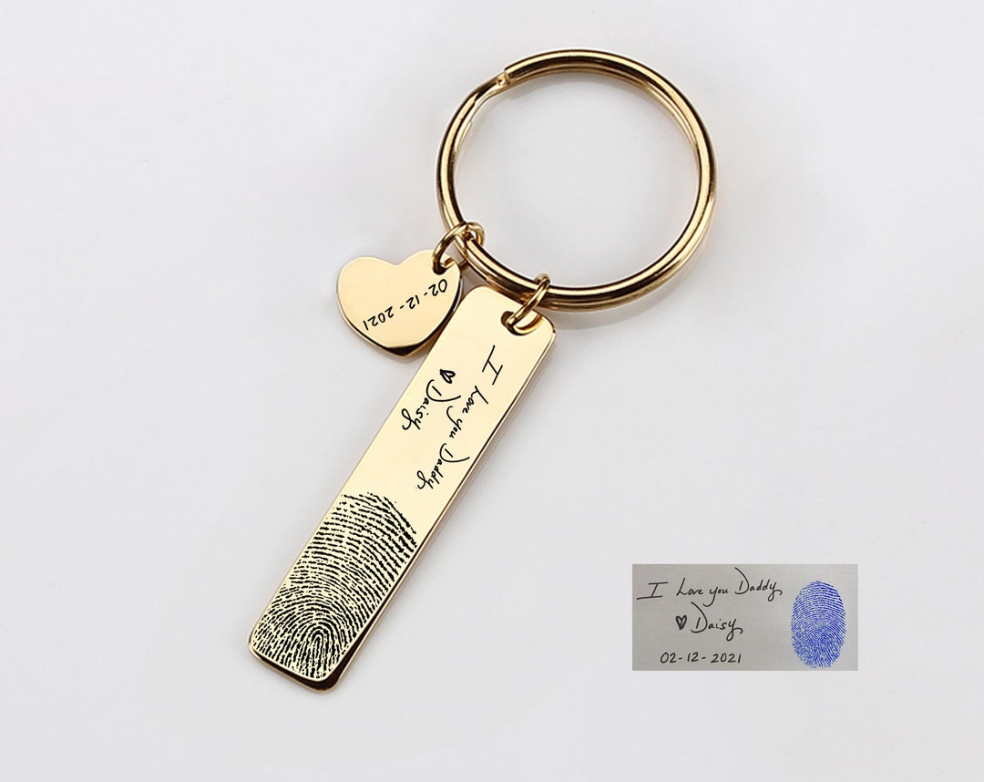Your Handwritten Keychain, Your Design, Fingerprint Keychain ...