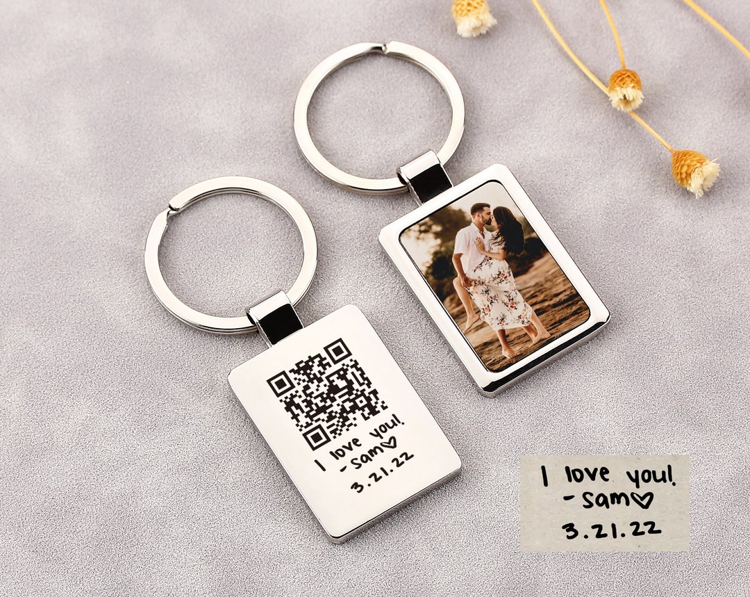 Custom Photo Keychain Picture Keepsake, Custom QR Code Keychain ...