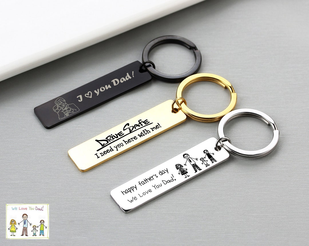 Custom Actual Handwriting Fingerprint Keychain, Personalized Dad ...