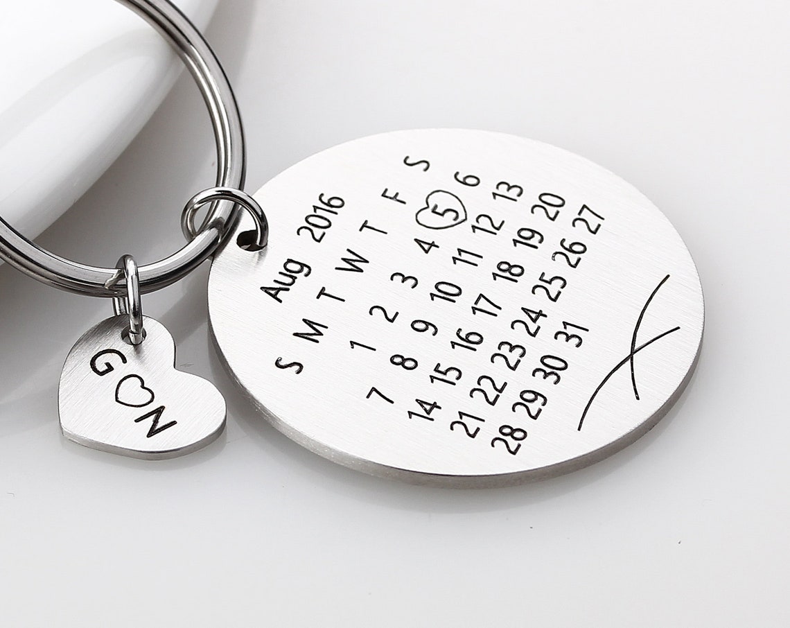 Personalized Calendar Keychain Hand Stamped Calendar - Etsy
