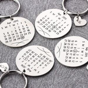 Personalized Calendar Keychain Handstamped Keychain Date Highlighted ...