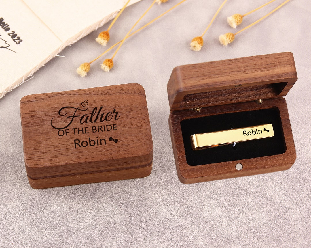 Custom Tie Clips, Personalized Handwriting Tie Clips, Wood Box for Tie ...