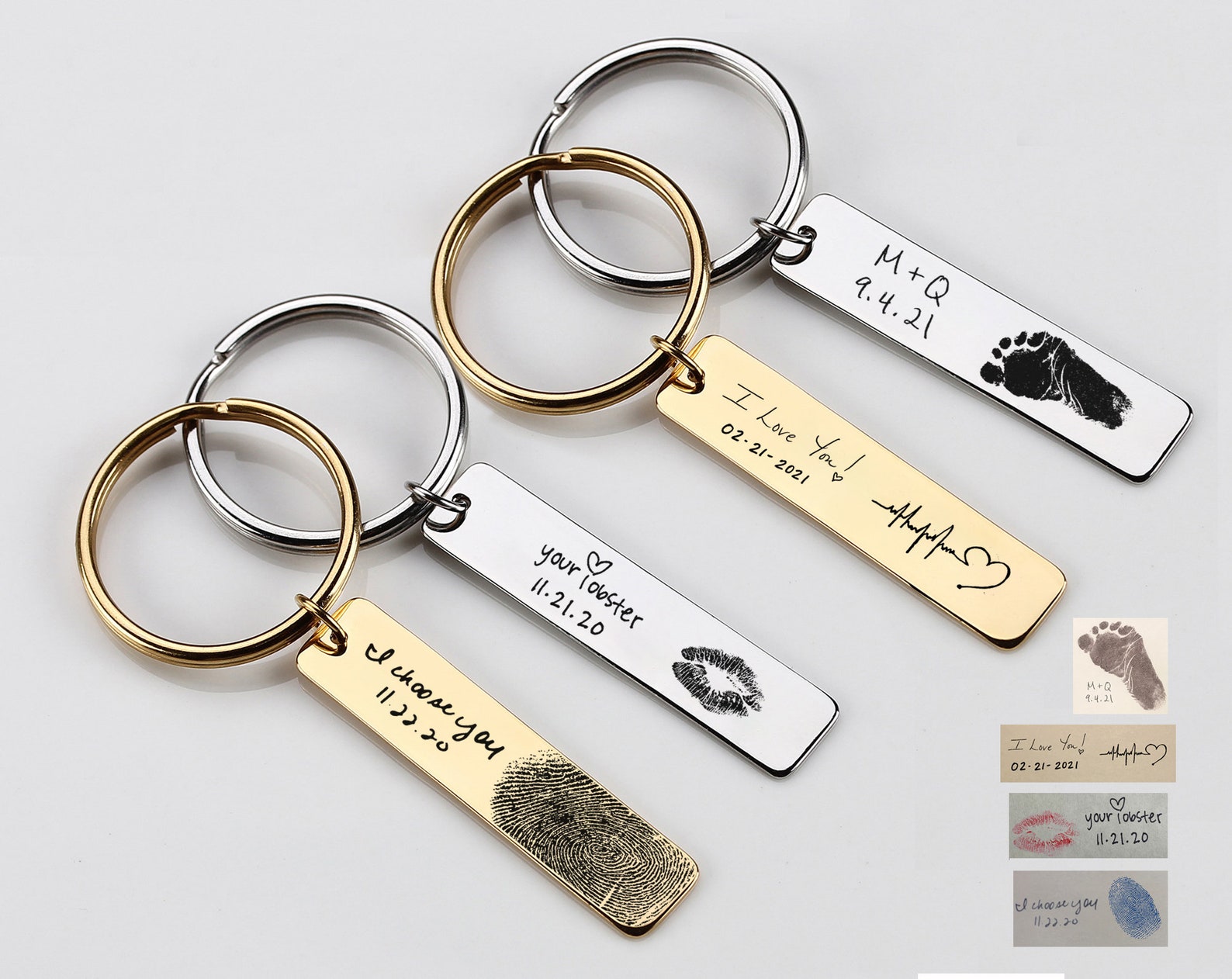 Handwriting Key Chain, Your Actual Fingerprint Handwriting Keychain ...