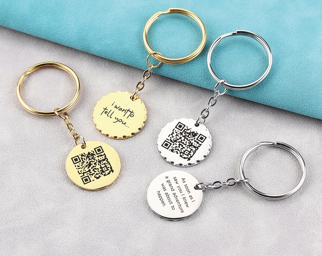 Personalized QR Code Keychain, Soundwave Keychain QR Code, Voice ...