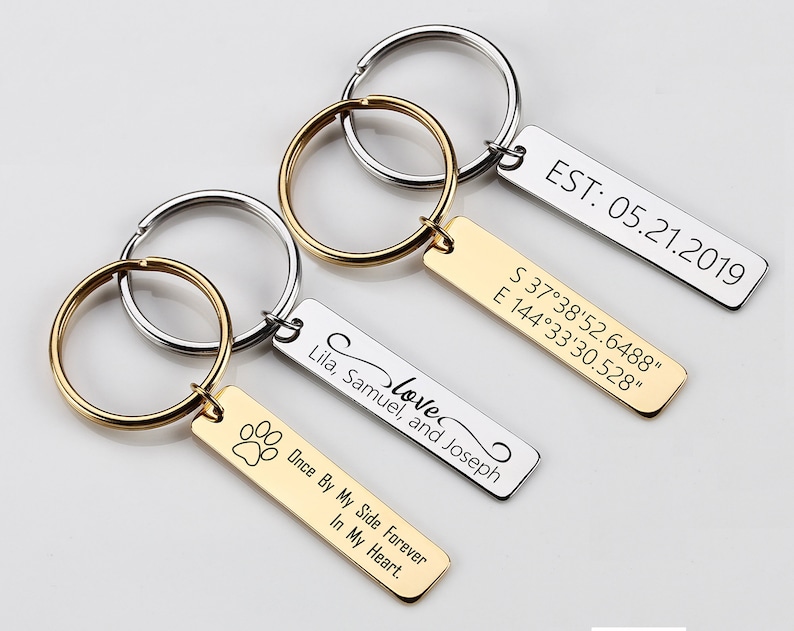 Personalized Keychainstainless Steel Initials Keychain - Etsy