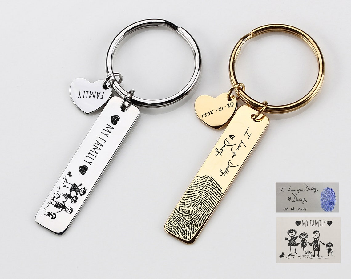 Your Handwritten Keychain Your Design Fingerprint Keychain | Etsy