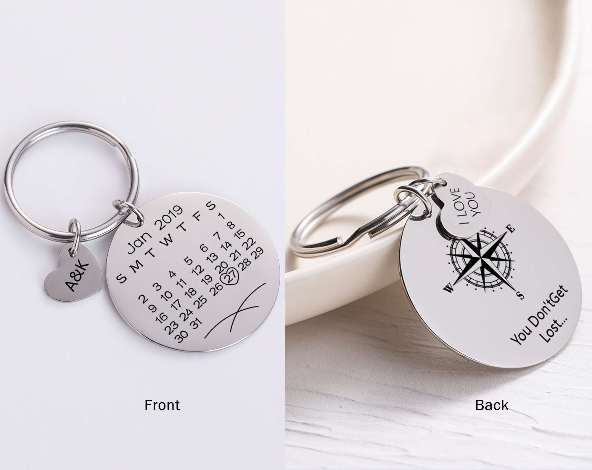 Personalized Calendar Keychain Hand Stamped Calendar | Etsy