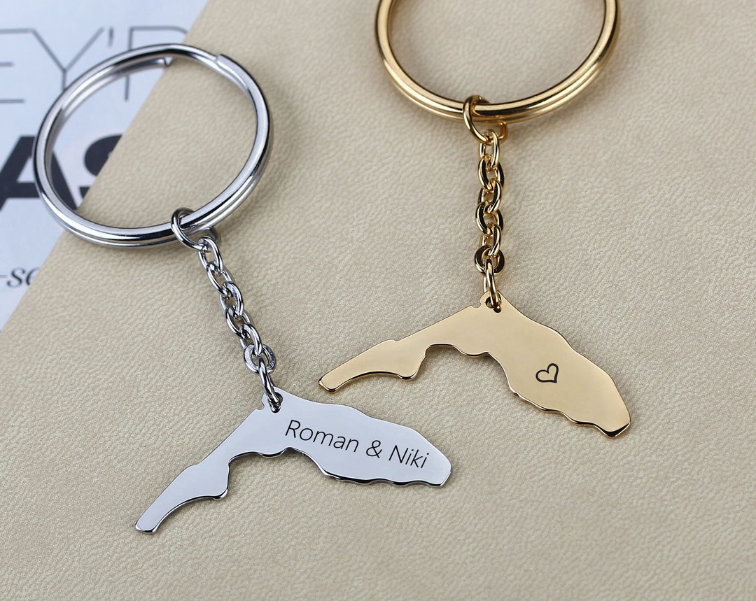 Custom Map Keychain, Florida Keychain, Personalized State Keychain ...