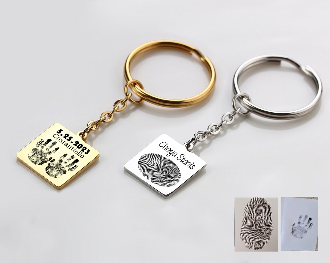 Actual Handwritten Keychain, Customized Fingerprint Keychain, Signature ...