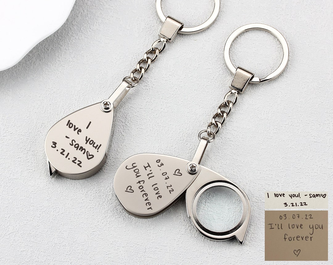 Personalized 20X Pocket Magnifying Glass Keychain, Engraved Mini ...