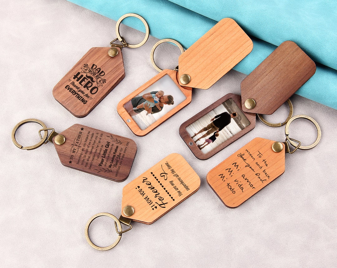 Personalized Photo Keychain, Customized Actual Handwritten Message Wood ...