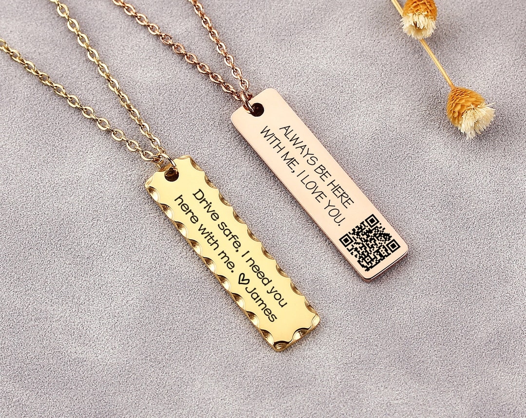 Custom QR Code Necklace, Personalized Song, Message, Picture, Link QR ...