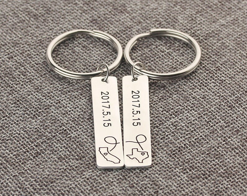 Long Distance Relationship Keychain State Key Chain - Etsy