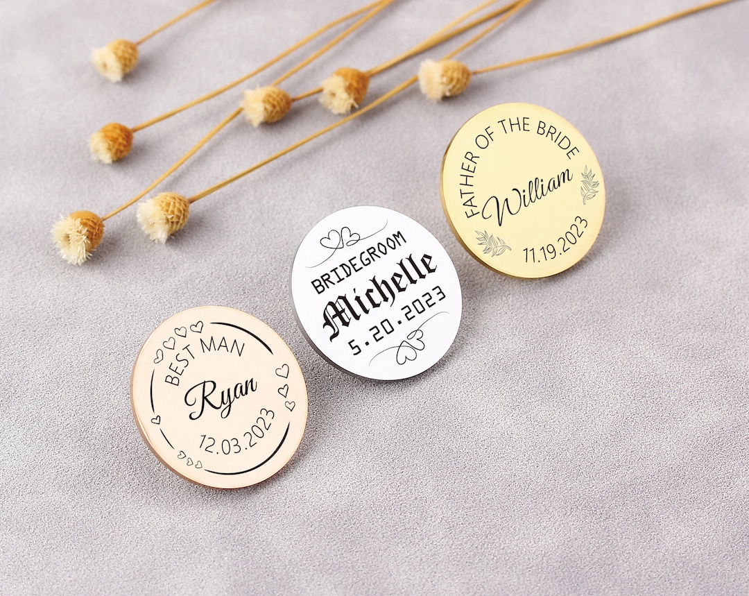 Custom Brooch Pin Logo, Wedding Lapel Pin, Customized Initial Name ...