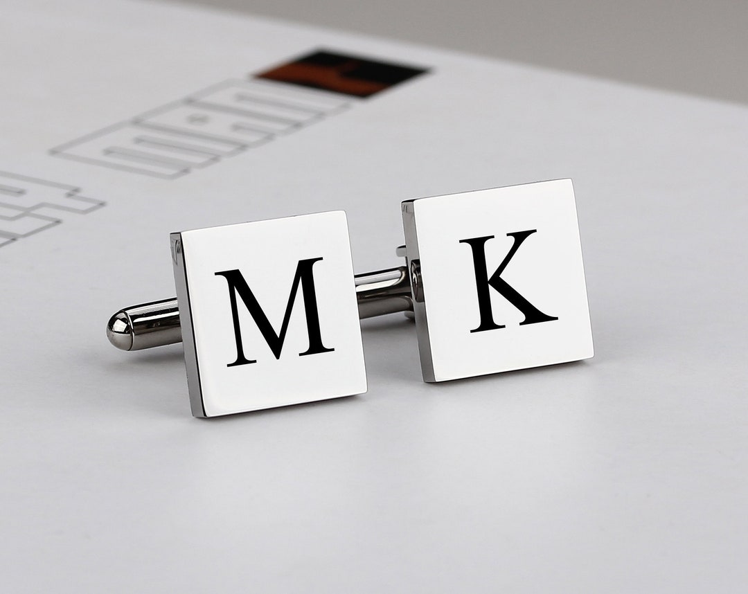 Personalised Engraved Initial Square Cufflinks - Wedding or Birthday ...