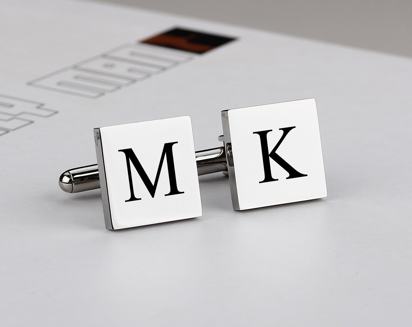 Personalised Engraved Initial Square Cufflinks Wedding or - Etsy
