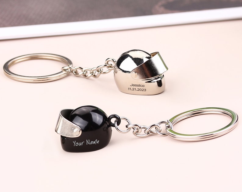 Custom Name Motorcycle Helmet Keychain, Personalized Monogram Helmet ...