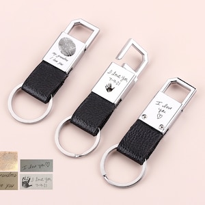 QR Code Leather Keychain, Custom Leather Clip Keyring, Personalised ...