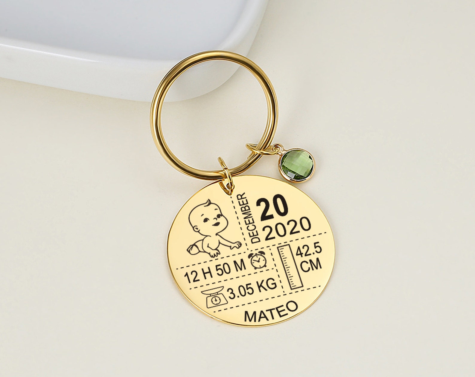 Personalized Newborn Baby Key Chain Baby Stats Key Chain New | Etsy