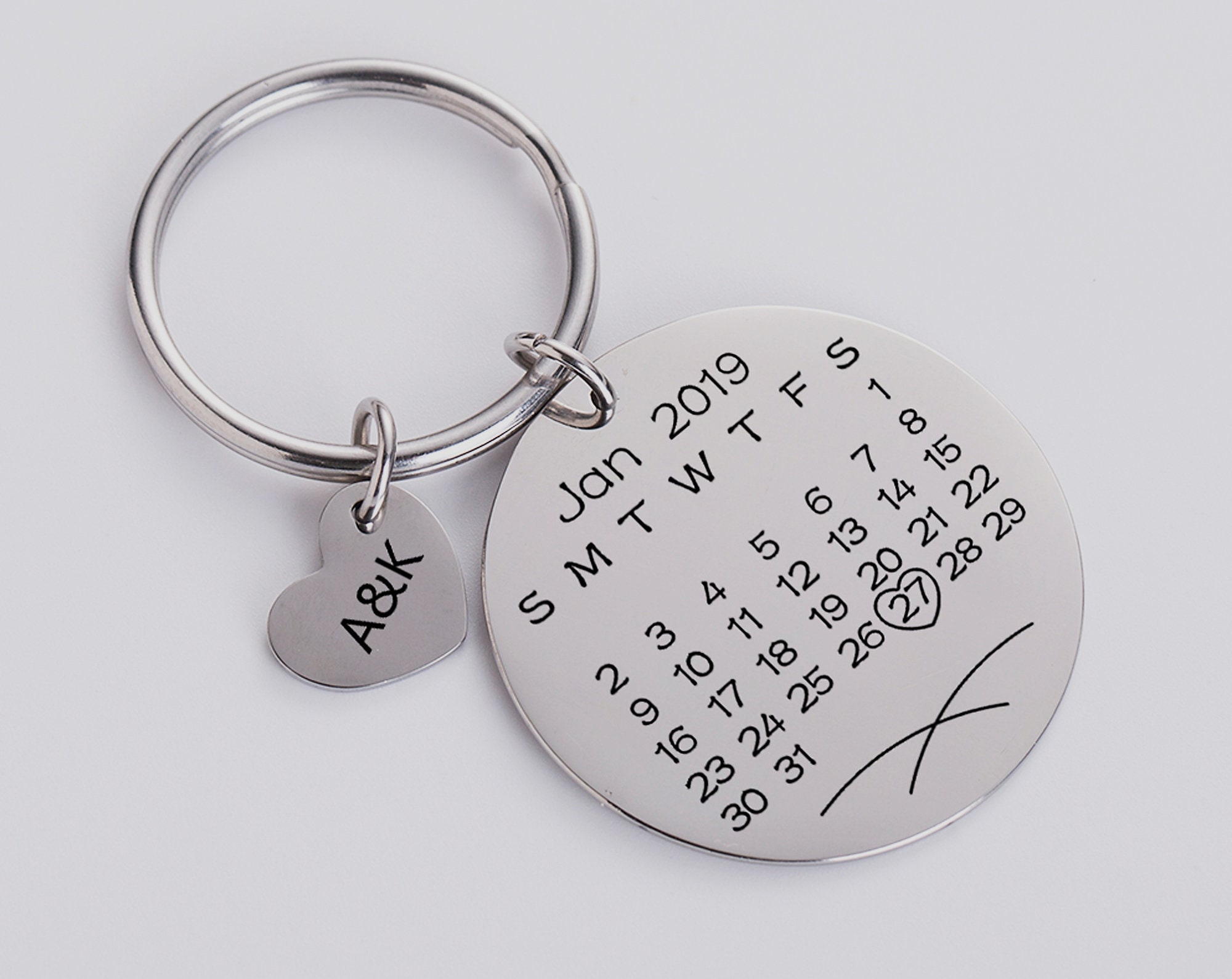 Personalized Calendar Keychain Hand Stamped Calendar | Etsy