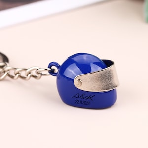 Custom Name Motorcycle Helmet Keychain, Personalized Monogram Helmet ...