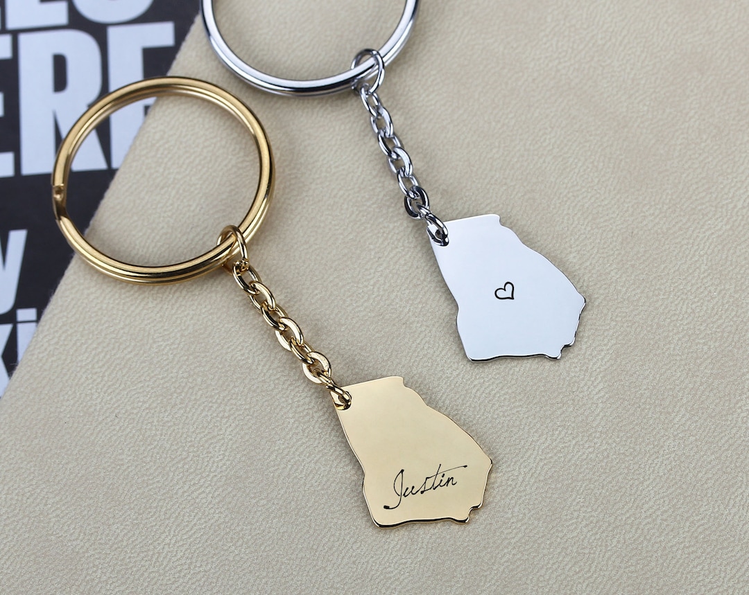 Custom Georgia Map Keychain, Personalized State Keychain, Personalized ...