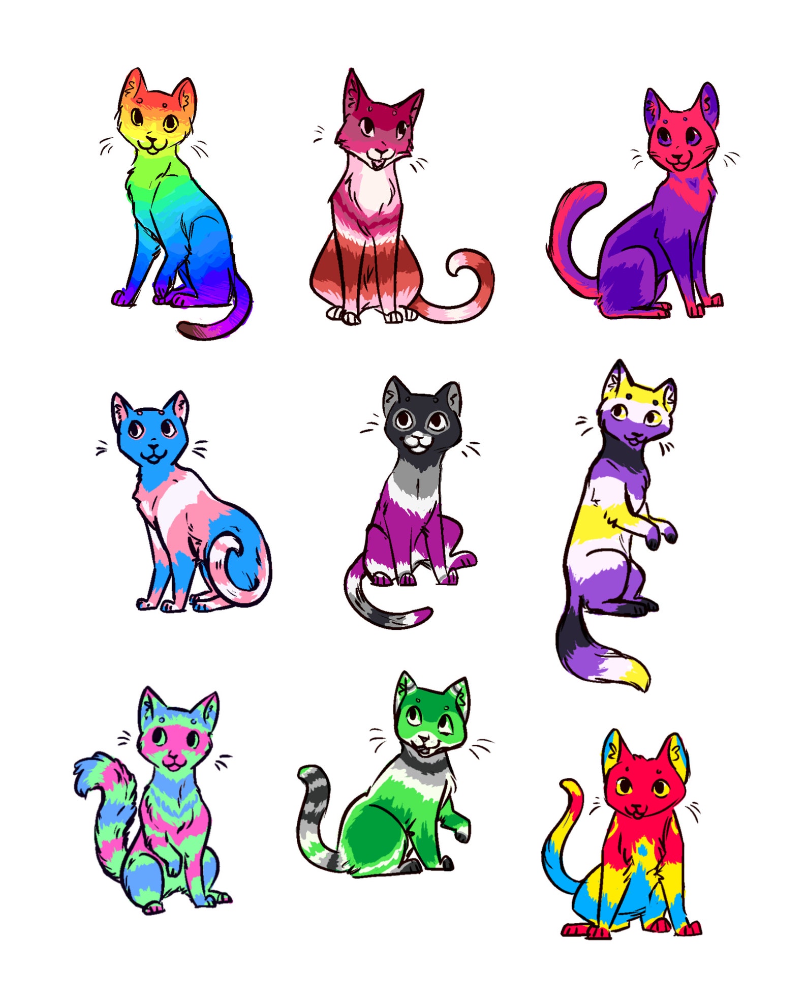 Pride Flag Cat Stickers! - Etsy