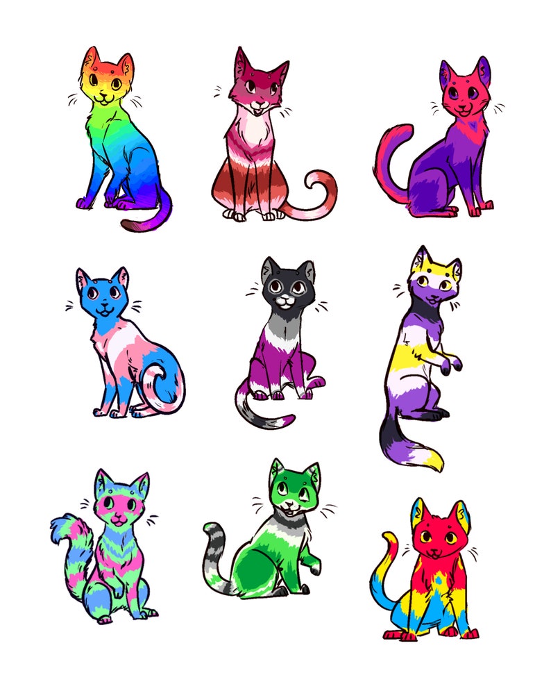 Pride Flag Cat Stickers! - Etsy