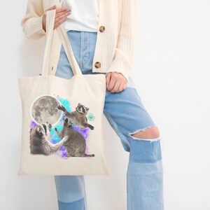Retro Raccoon Moon Genz Humor Three Raccoons Meme Oddly Specific Tote ...