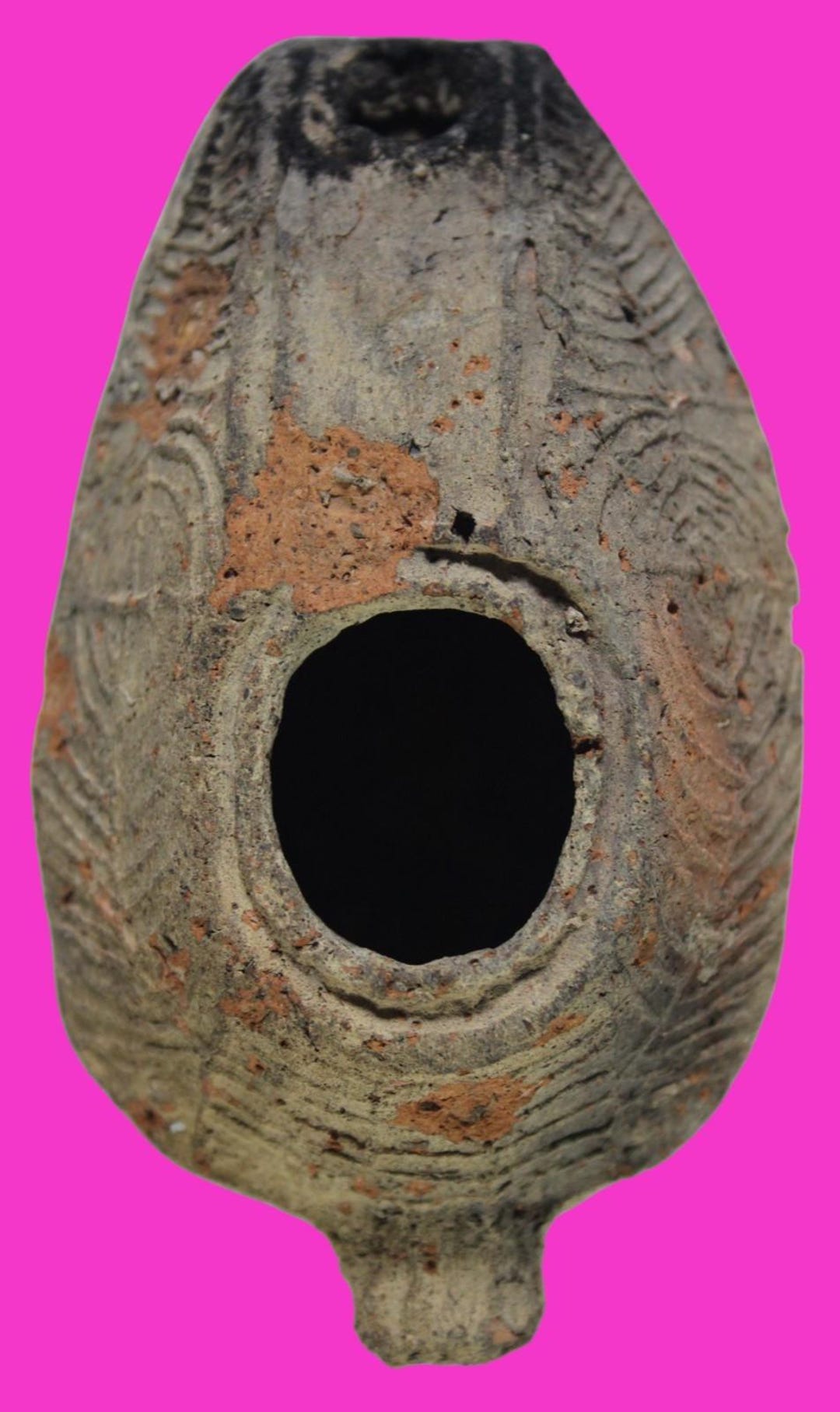 Ancient Holy Land Oil Lamp Artifact 2 Hidden Christian Crosses 300 ...