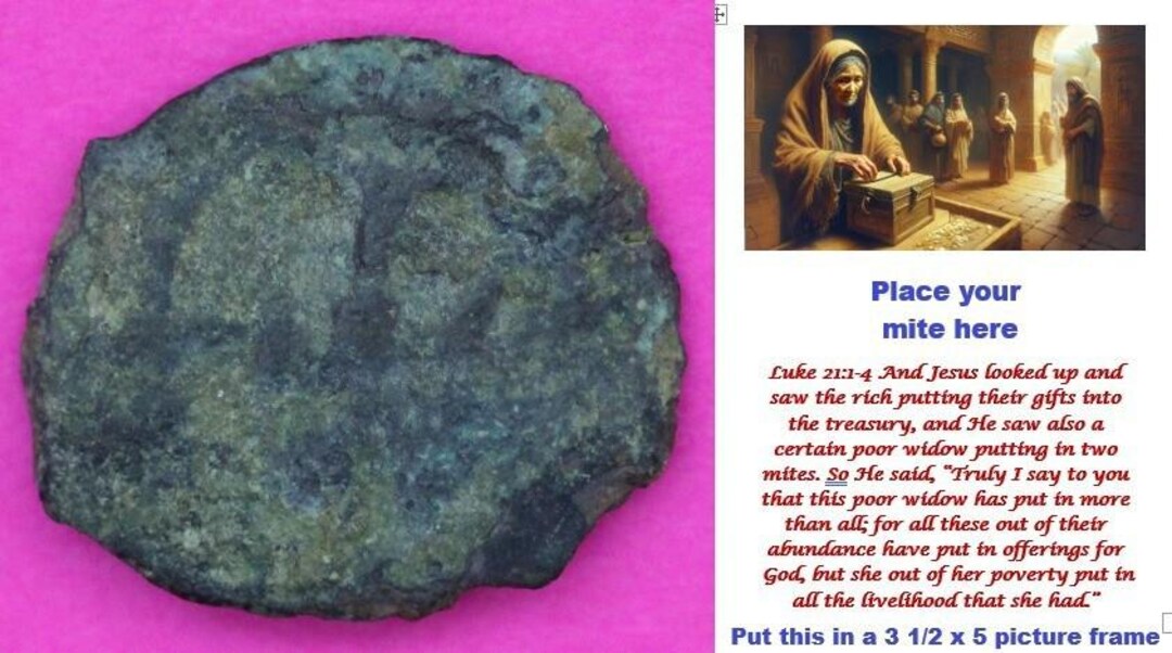 Widows Mite Coin Holy Land Artifact Frameable Display Card Time of ...