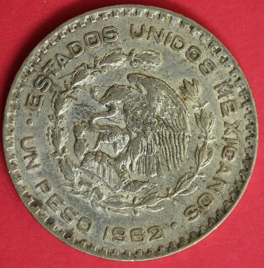 1962 Mexico Un 1 Peso .10 Silver Coin Morelos Estados Unidos Mexicanos ...