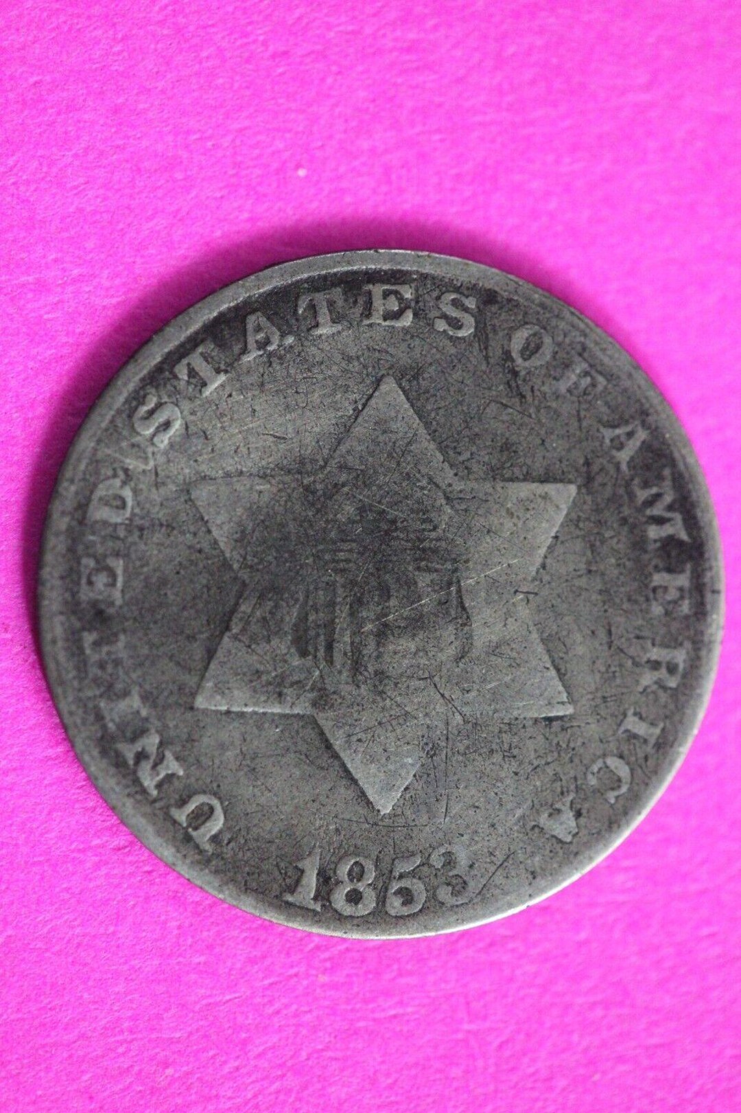 1853 Trime 3 Three Cent Silver Dime Exact Coin Shown in Pics Key Date ...