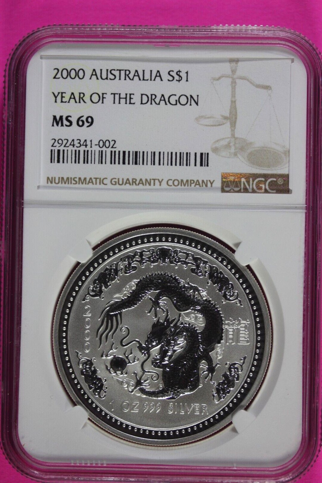 2000 MS 69 Year of the Dragon Australia Lunar NGC Certified Authentic ...