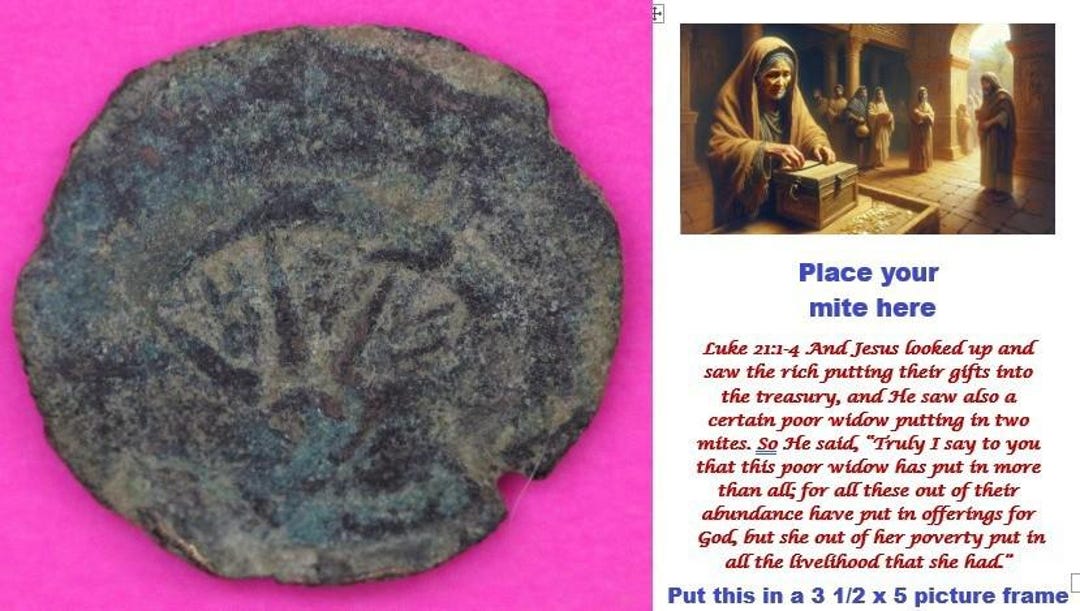 Widows Mite Coin Holy Land Artifact Frameable Display Card Time of ...