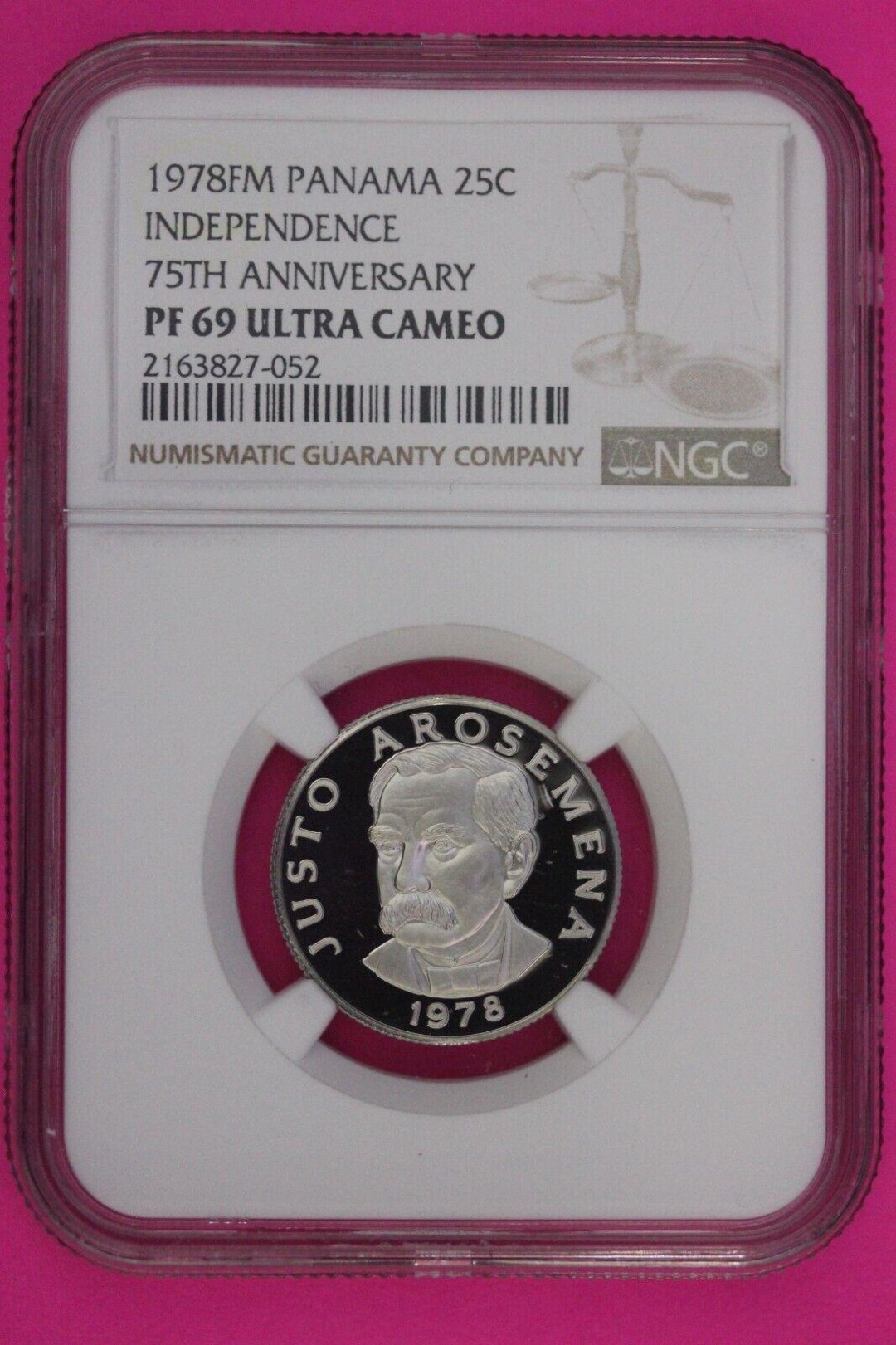 75th Independence 1978 Panama PF 69 Ultra Cameo Proof 25 Centesimos NGC ...