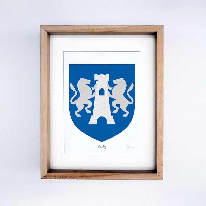 Kelly Family Crest Kelly Coat of Arms. Irish Gift Painted in Ireland ...