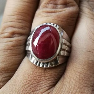 Natural Dark Red Big Ruby Ring in Fine Silver - Etsy