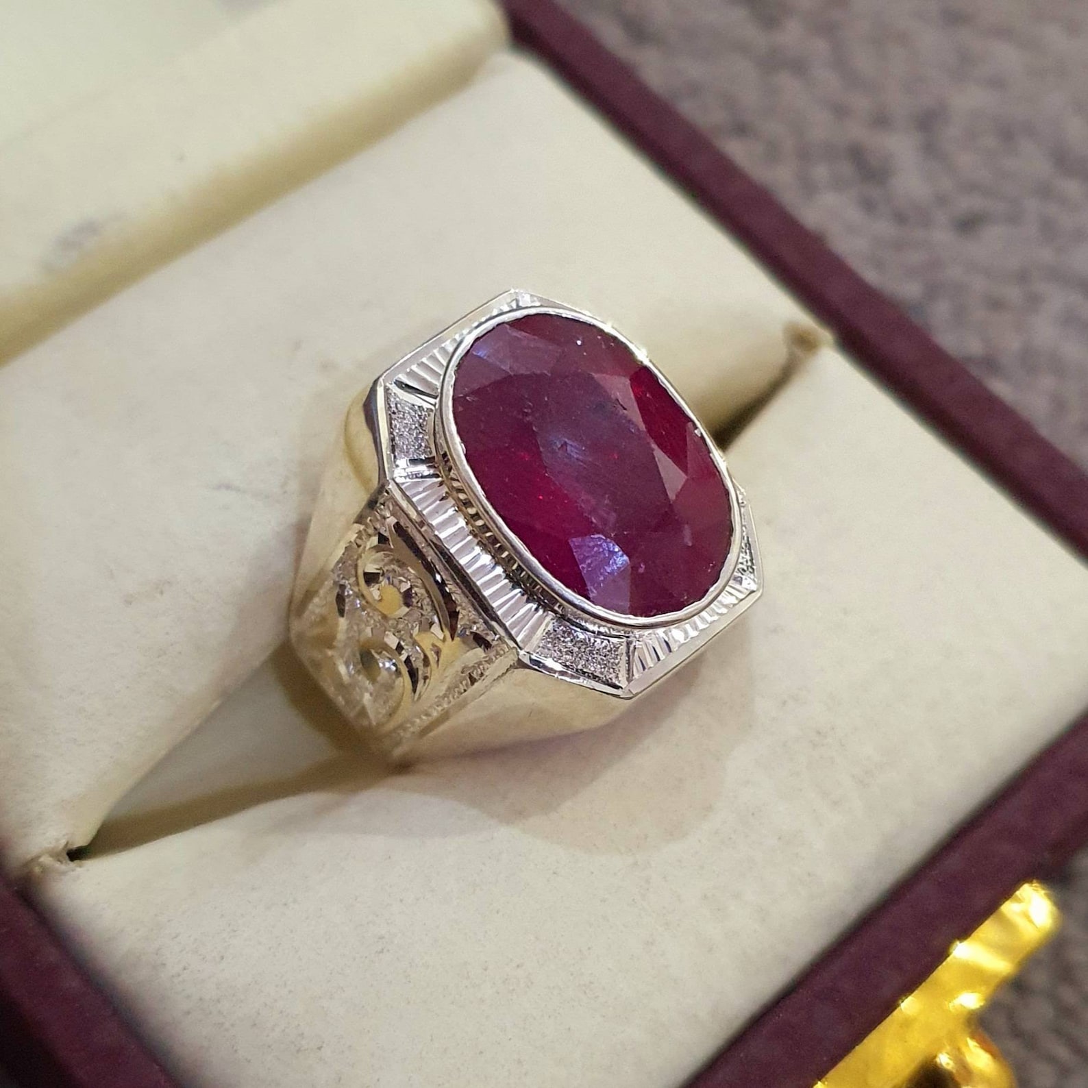 Bague pour homme en rubis naturel pour les grandes mains 925 | Etsy