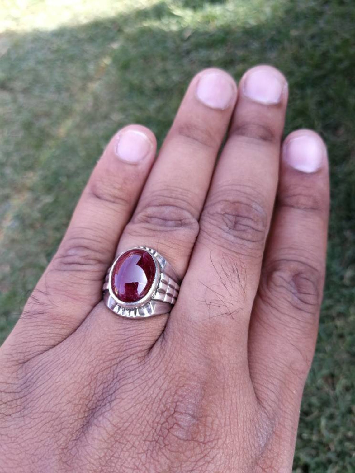 Natural Dark Red Big Ruby Ring in Fine Silver - Etsy