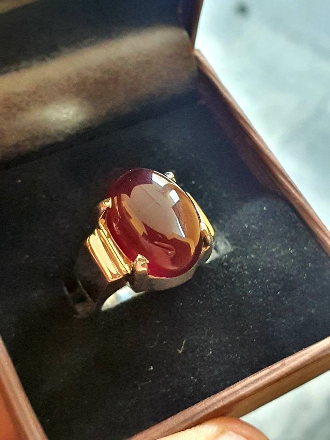 Blood Red Original Aqeeq Akik Yemeni Ring in Sterling Silver - Etsy